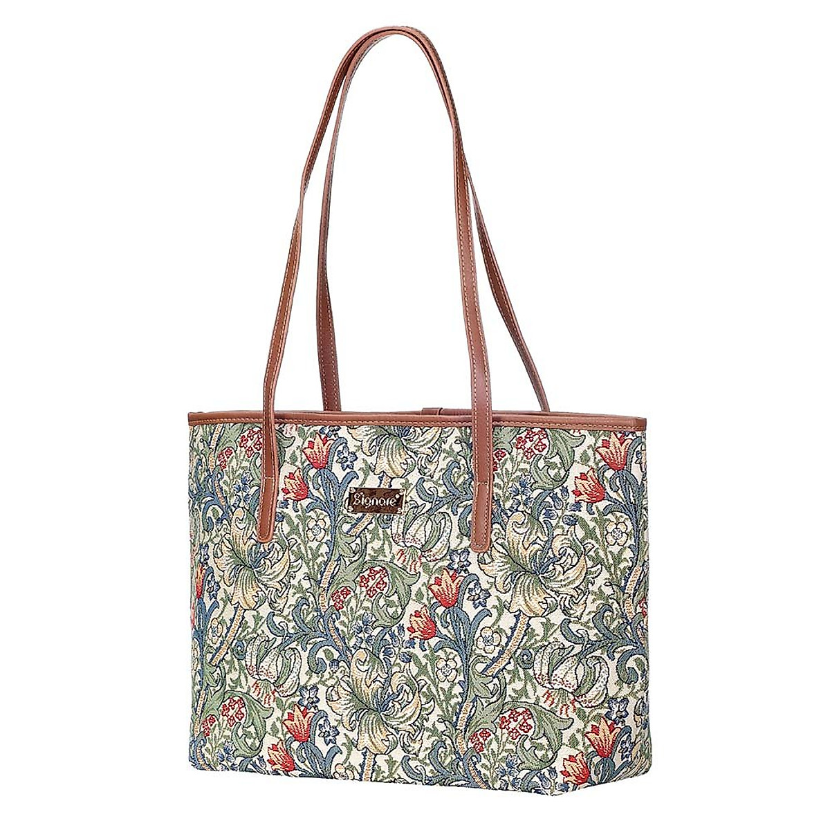Signare Tapestry Shoulder Bag for Woman Travel or Work Tote Bags for Women In William Morris Golden Lily Design|COLL-GLILY