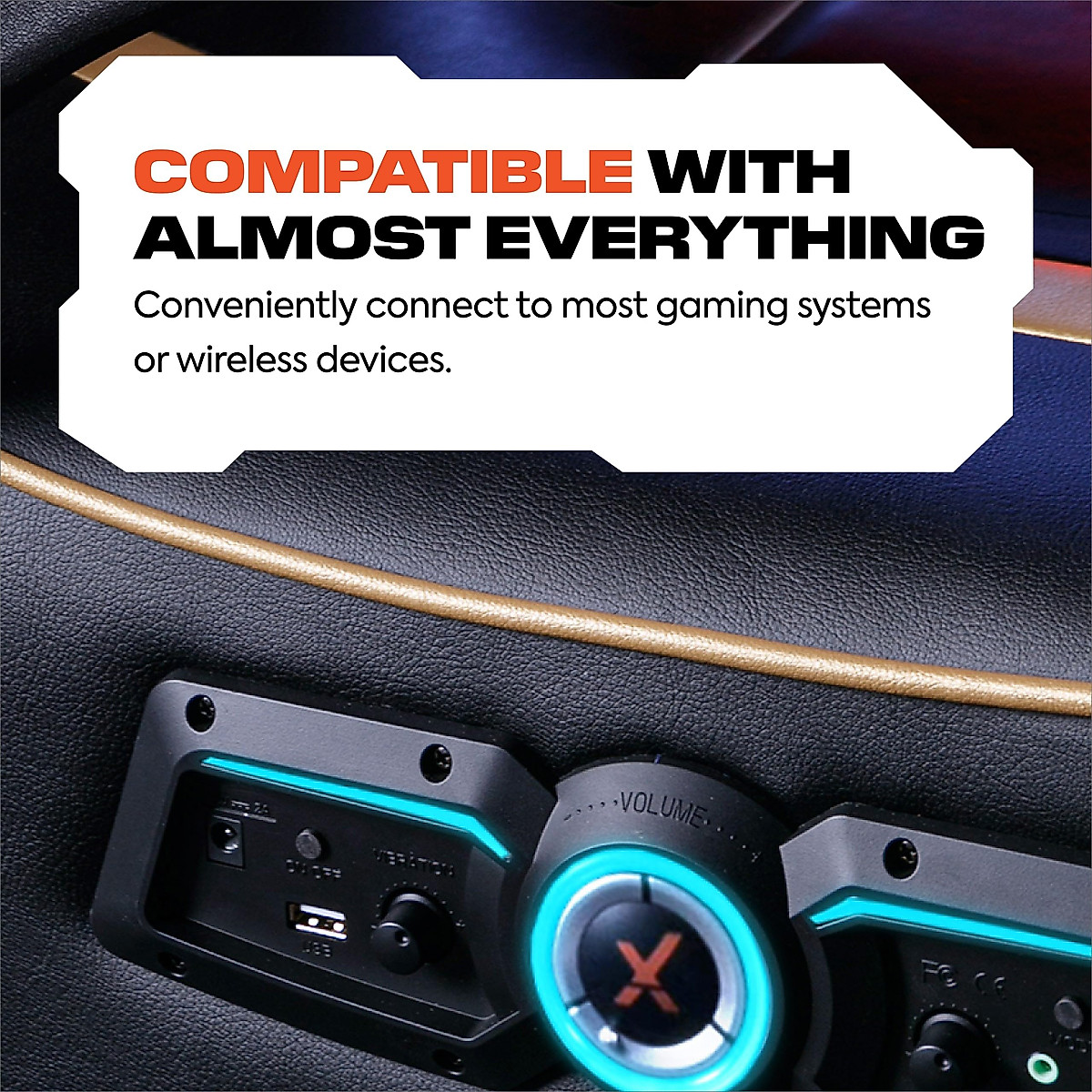 X Rocker Trident Pedestal Video Gaming Chair, Wireless Audio, Backrest Mounted Subwoofer, Padded Armrest, Amazon Exclusive, Black and Gold