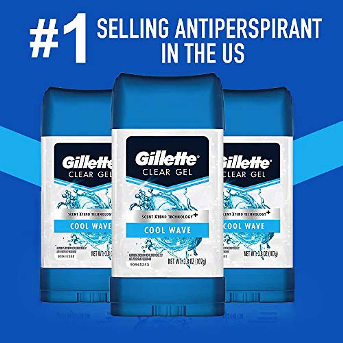Gillette Antiperspirant Deodorant for Men, Cool Wave Scent, Clear Gel, 3.8 Oz (Pack of 3)