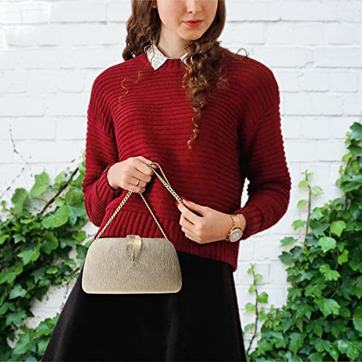 Womens Evening Bags Formal Bridal Wedding Small Clutches Purses Crossbody Prom Cocktail Party Handbags (Gold)