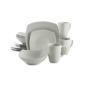Gibson Home Zen Buffet Dinnerware Set, Service for 6 (39pcs), White (Square)