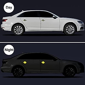 Kakalote 8pcs Car Door Handle Scratch Protector Film Pad Reflective Strips,Universal Door Side Paint Protection Car Door Handle Cup Protector Films(Yellow)