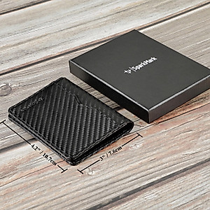 SparkMark Minimalist RFID Wallet for Men and Women | Slim Bifold Credit Card Holder Wallet | Men's Business Card Case | Genuine Leather Front Pocket wallet with Gift Box