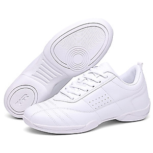 DADAWEN Adult & Youth Cheer Shoes Girls White Cheerleading Shoes for Women Dance Shoes Athletic Sport Training Tennis Breathable Competition Cheer Sneakers White US Size 3.5 M Big Kid