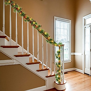 PROWREATH Christmas Smokey Pine Garland, 6ft Natural Rustic Christmas Garland with Lights, Ideal for Decorating Rooms, Fireplaces, Chandeliers, Stairs…