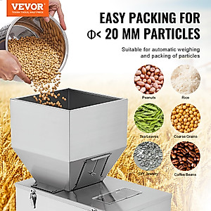 VEVOR Particle Filling Machine, 0.022-2.2 lbs/10-1000g, Automatic Filler Machine with Foot Pedal, Stainless Steel Weighing Filling Machine, Weigh Filler for Beans Seeds Grains Tea Granular Packing