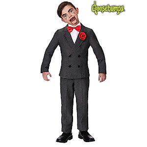 Goosebumps Kids Slappy Costume for Boys, Night of The Living Dummy Costume, Ventriloquist Doll Halloween Outfit Gray