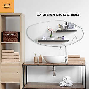 BST FURNH Irregular Wall Mirror, 20'x20 Wavy Asymmetrical Frameless Design for Bathroom, Bedroom, Living Room & Entryway – Modern Decorative Wall Mirror