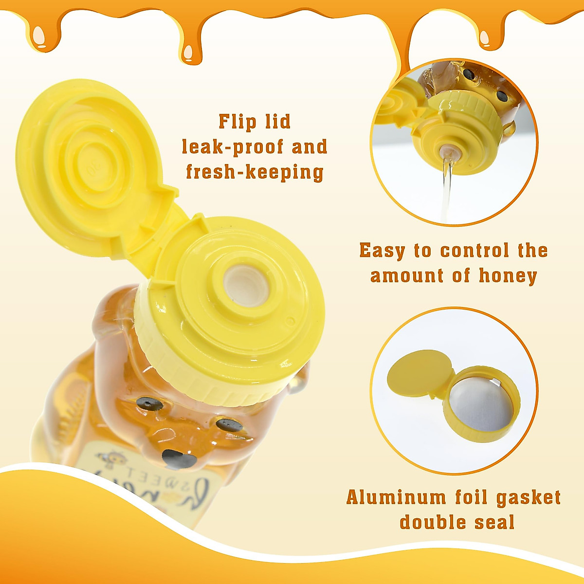 MOLADRI 18 Pack Plastic Bear Honey Bottle Jars, Empty 5 Fluid Oz Honey Squeeze Container with Flip-lid, Reusable Mini Bear Shaped Juice Bottles for Party (150 ml)