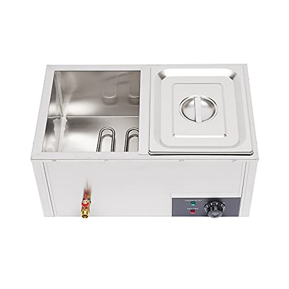 2-Pan Electric Commercial Food Warmer, 110V 850W Stainless Steel Bain-Marie Buffet Countertop Buffet Steamer Steam Table Wet Heat (2-pan)