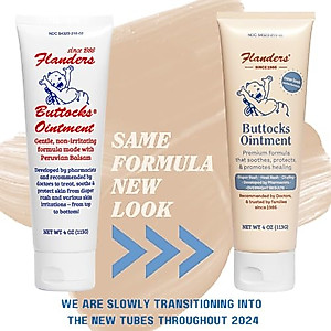 Flanders Buttocks Ointment - Diaper Rash Cream for Treatment & Prevention, Pharmacist Developed, Heat Rash & Chafing in Infants to Adults, Instant Relief (4oz Tube)
