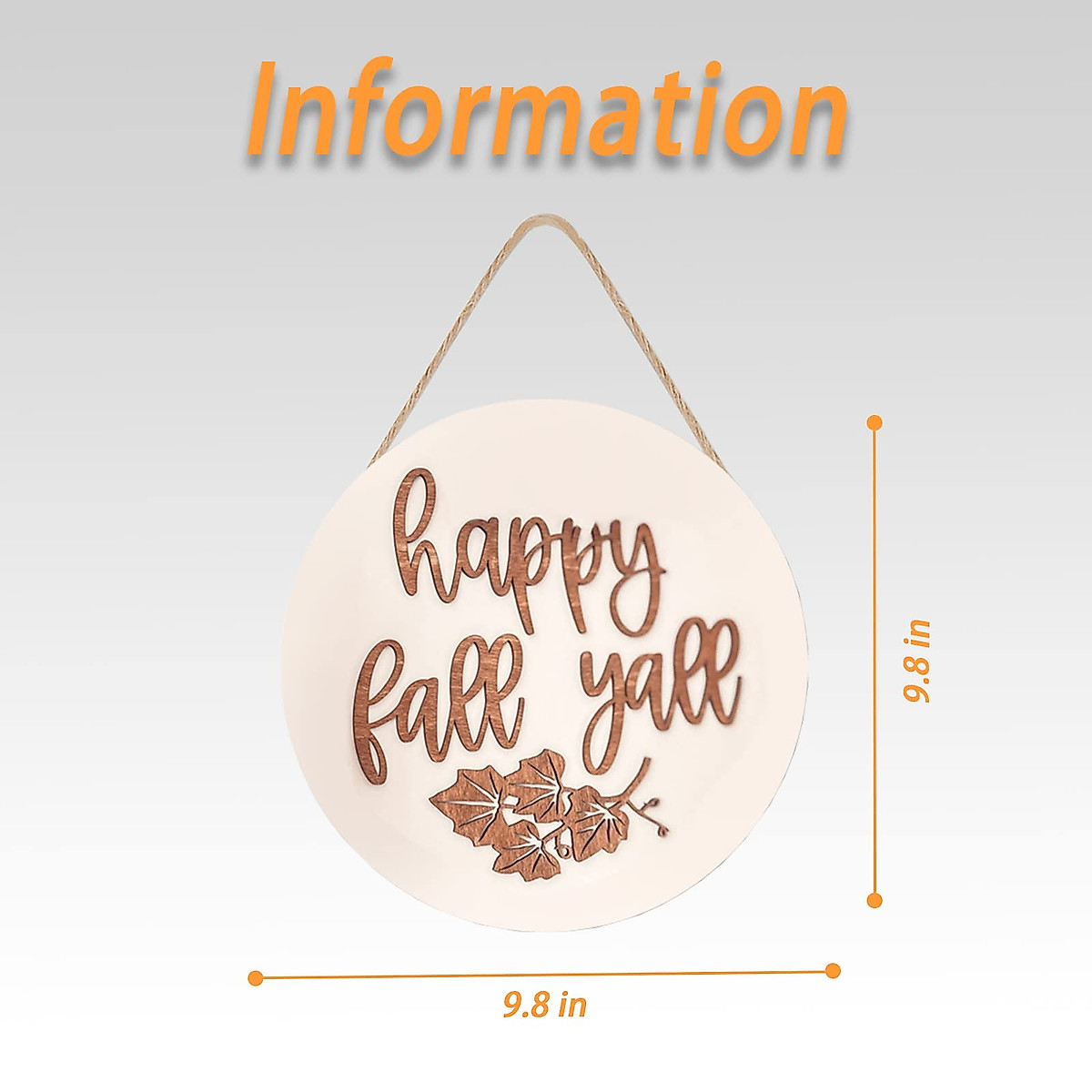 Hello Fall Wood Sign Thanksgiving Decorations Happy Fall Yall Welcome Sign for Front Door Round Wood Sign Hanging Welcome Sign for Farmhouse Porch Rustic Home Sign Decorations (Maple Leaf)