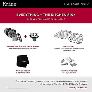 KRAUS Outlast MicroShield Scratch-Resist Stainless Steel Undermount 60/40 Double Bowl Sink, 32" 16 Gauge, Premier Series KBU24E