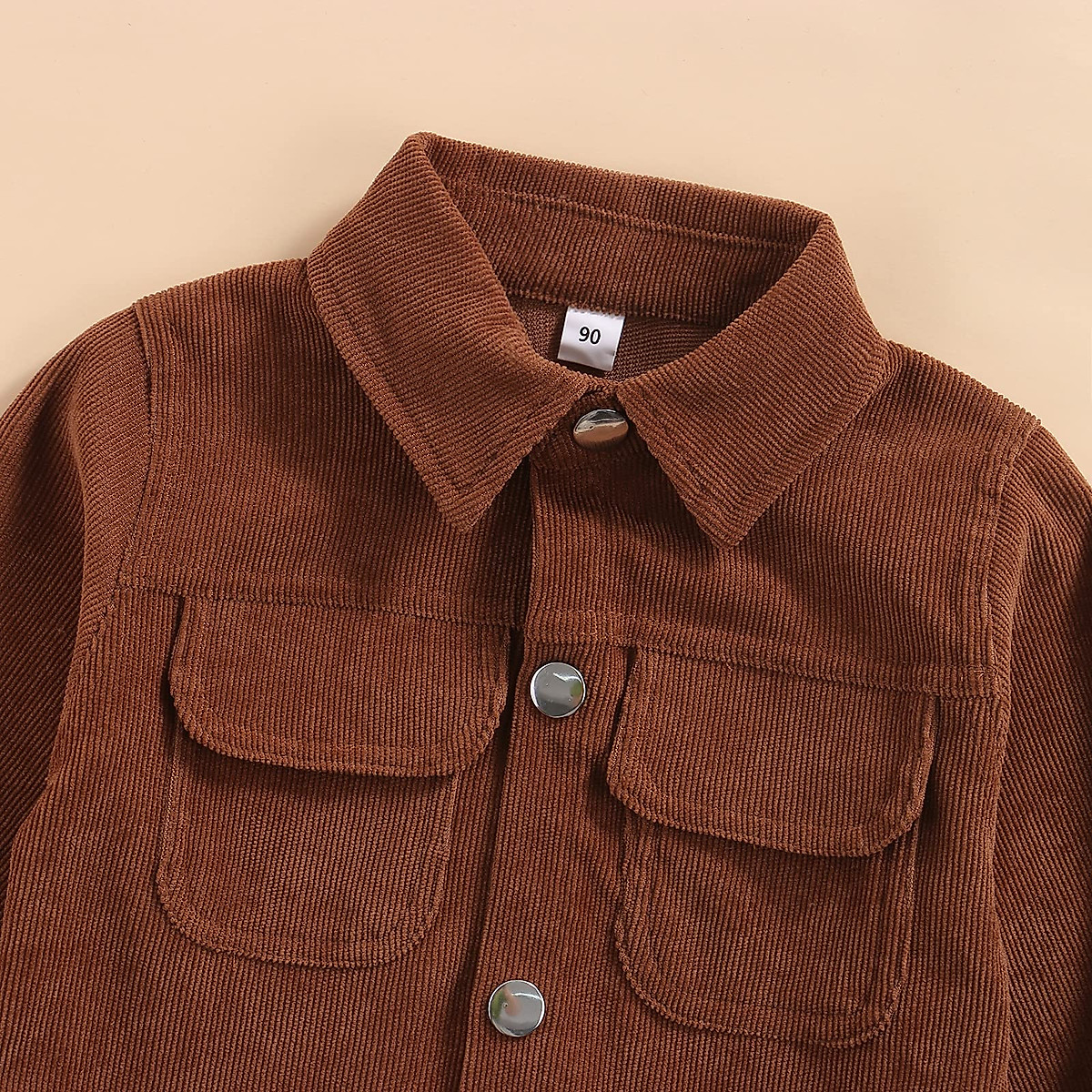 Toddler Baby Boy Girl Shirts Fall Winter Corduroy Jacket Kids Button Down Shirt Solid Color Tops (Brown, 18-24 Months)