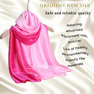 ZMC Long Silk Feeling Scarf, Smooth Gradient Scarf Stripe for women Long Lightweight Sun-proof Shawls Wraps Headscarf for Women Spring Summer Fall(pink)