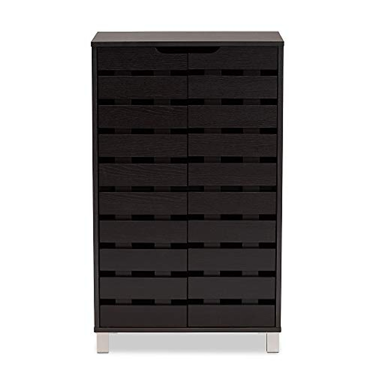Baxton Studio Ernest Shoe Cabinets, Dark Brown/Grey