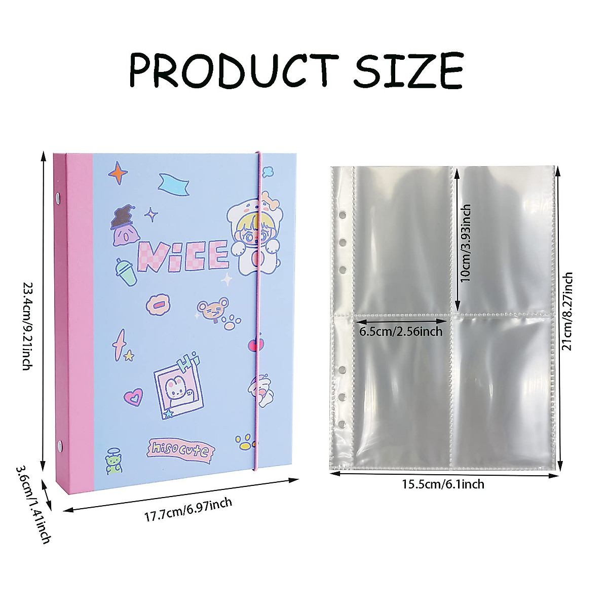 QiuchenYH A5 Binder Photocard Album with 25Pcs Inner Pages 3 Inch Photo Album Sleeves Kpop Photocard Holder Photocard Collect Book for Pictures Cards Storage Blue