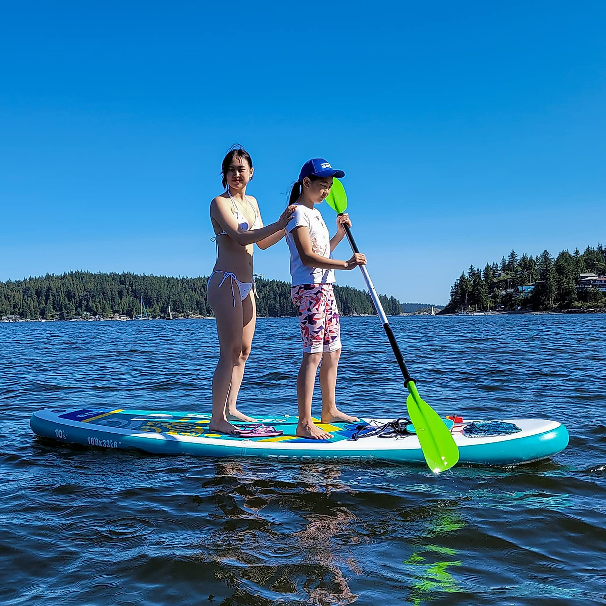 Seamax 10.5 Feet Inflatable SUP Stand Up Paddle Board (Ocean Blue, 10.7FT - L128 xW32 xH6)