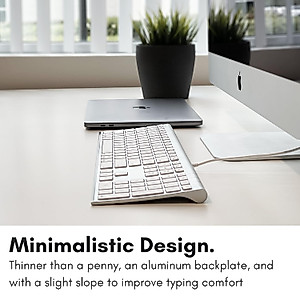Macally Ultra Slim USB Wired Computer Keyboard - Compatible Apple Keyboard or Windows - Full Size Keyboard with 20 Mac Keyboard Keys - Low Profile Keyboard for iMac Desktop, Macbook Pro/Air