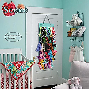 Hanging Baby Girl Headbands Storage Organizer, Newborn Headbands and Bows Holder(Smal 12 Snap Band, Mint Green)