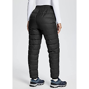 BALEAF Women's Down Pants Winter Ultralight Water Resistance Ski Snow Puffer Pants Packable Warm Trousers Black Medium