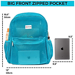 SHYLERO Mesh Backpack XXL (36L) - Lightweight Heavy-Duty Clear Backpack Made of Reinforced 3D Mesh - H19.6 xW15 xD7