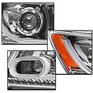 ZMAUTOPARTS For 2009-2017 Dodge Journey LED DRL Chrome Projector Headlights Headlamps with 6" White LED DRL Lights