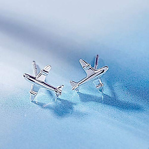 Tiny Airplane Stud Earrings Cute Aircraft Frog Fox Giraffe Earrings for Women Men-Airplane