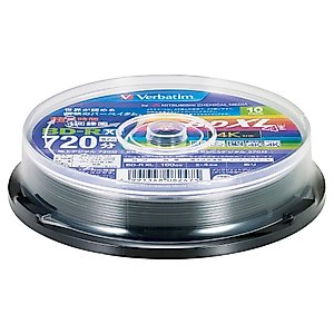 Verbatim VBR520YP10SV2 Verbatim Single Recording Blu-ray Disc BD-R XL 100GB 10 Sheets White Printer Blue, 3 Layers on One Side, 2-4x Speed
