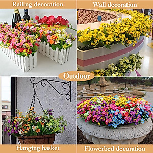 Clearance 6 Bundles Outdoor Artificial Flowers for Decoration,Silk Flowers UV Resistant Fake Flowers No Fade Faux Flowers Plastic Bouquet Hanging Plants for Indoor Outside Farmhouse Home Garden