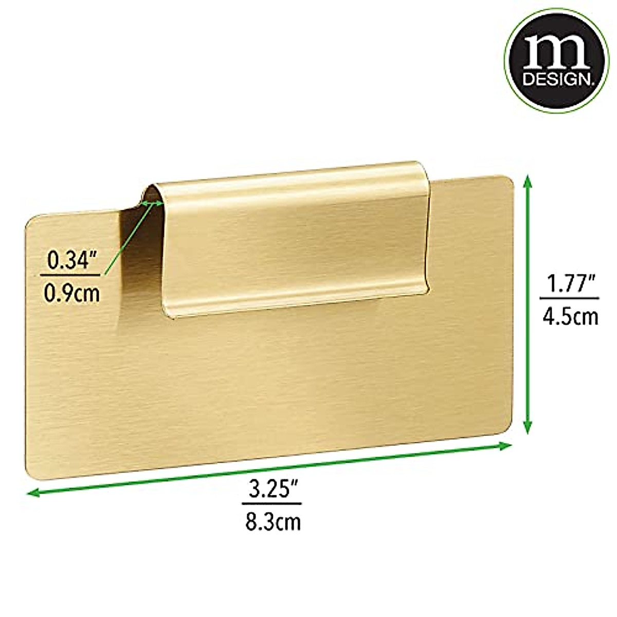 mDesign Steel Clip-On Basket and Bin Tags for Closet Storage, Metal Hanging Holders for Cabinet, in-Drawer, Shelf, and Racks - Set of 8 + Adhesive Labels - Soft Brass