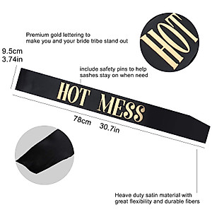 Snsowed 12 Pack- Bachelorette Party Bride To Be Sash- Unique Bride Bridesmaid Sashes for Bachelorette Party (Black, Rose Gold Letters)