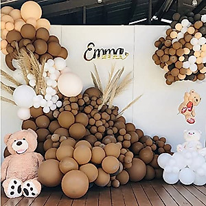Brown Balloons Garland Arch Kit 105Pcs Different Sizes 18In 10In 5In Latex Pastel Coffee Khaki Matte Balloons Decorations for Baby Shower Teddy Bear Safari Jungle Themed Wild One 1st Birthday Wedding