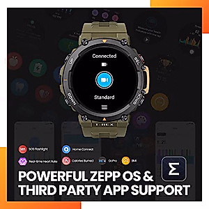 Amazfit T-Rex 2 Smart Watch for Men, Dual-Band & 6 Satellite Positioning, 24-Day Battery Life, Ultra-Low Temperature Operation, Rugged Outdoor GPS Military Smartwatch, Real-time Navigation-Black Gold