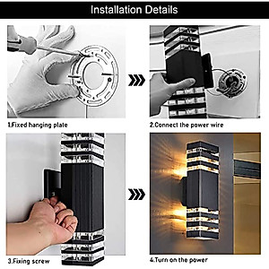 TUORD 1 Pack 18W 15inch LED Square Up&Down Wall Lights 4000K Day White Outdoor Wall Light Aluminum Body Waterproof IP65 led Porch Light for House Patio Garage Garden.