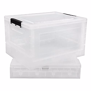 Kiddream Collapsible Storage Boxes, Plastic Folding Storage Bin Set of 2, 30 Liter