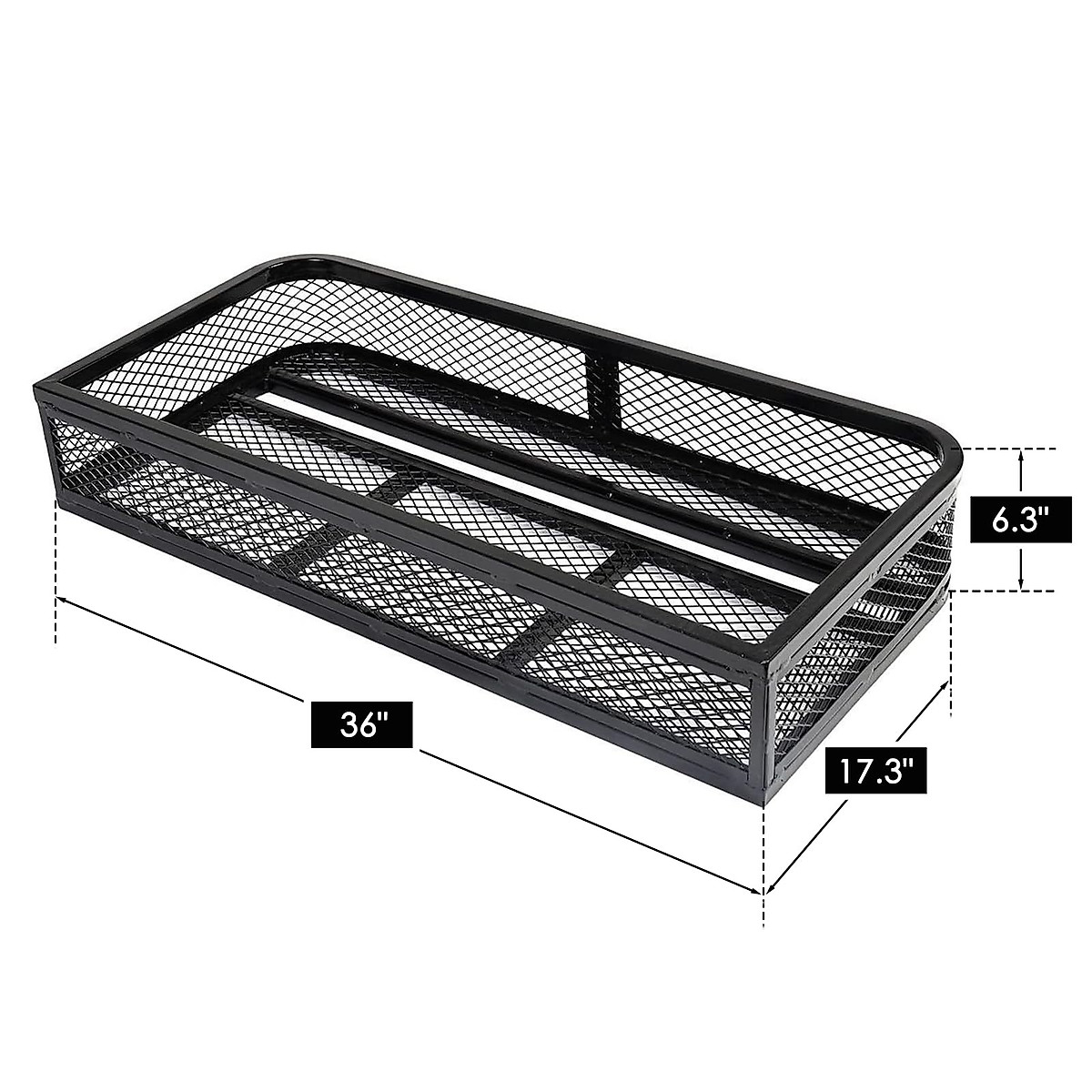 ORCISH Heavy Duty ATV Front Cargo Basket, 17" W x 36" L x 6" H Racks and Baskets with Steel Mesh Surface, Include Mounting Kit, ATV Storage Cargo Box Attachments for Luggage Carrier