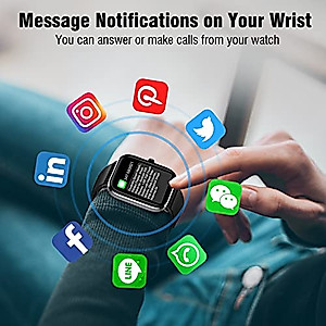 Smart Watch Full Touch Smart Watches for Android iOS Phones Compatible (Answer/Make Call) Smart Fitness Tracker Watch for Women Man Waterproof Smartwatch with Sleep/Heart Rate/sports/Step (Black)
