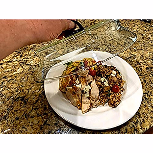 10 Inch Microwaveable Glass Plate Cover w/ Easy-Grip Silicone Handle - Keeps Food from Splattering - Helps Food Heat More Quickly - Handle Stays Cool to Touch - Microwave & Dishwasher Safe