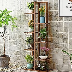 MOAMUN Bamboo Plant Stand 7 Tier 8 Potted Flower Display Rack Planter Stand Holder Shelf for Indoor and Outdoor Patio Garden, Living Room, Corner Balcony and Bedroom
