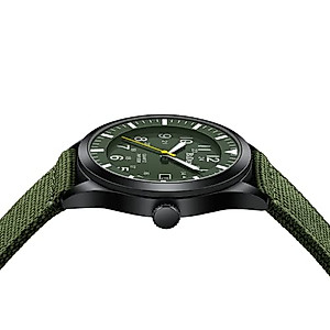 HANPOSH Mens Watches Waterproof Military Watches for Men Analog Tactical Wrist Watch Army Field Watches Work Watch Outdoor Casual Quartz Japanese Movement Nylon Band Black Green