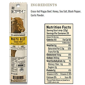 EPIC Strips Variety Snack - Wagyu Beef, Salmon & Venison 0.8 Oz (12 Pack)