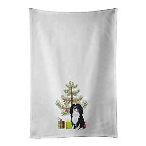 Caroline's Treasures WDK3079WTKT Cavalier King Charles Spaniel Tricolor #1 Christmas White Kitchen Towel Set of 2 Dish Towels Decorative Bathroom Hand towel for Hand, Face, Hair, Yoga, Tea, Dishcloth,