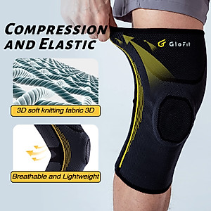 Glofit Professional Knee Brace, Compression Knee Sleeve with Patella Gel Pad & Side Stabilizers, Knee Support Bandage for Pain Relief, Medical Knee Pad