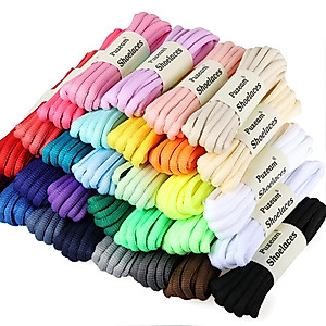 Puzeam 2 Pairs Oval Athletic Shoelaces 30 Colors 1/4" Half Round Shoe Laces for Sneakers - Hot Pink 120
