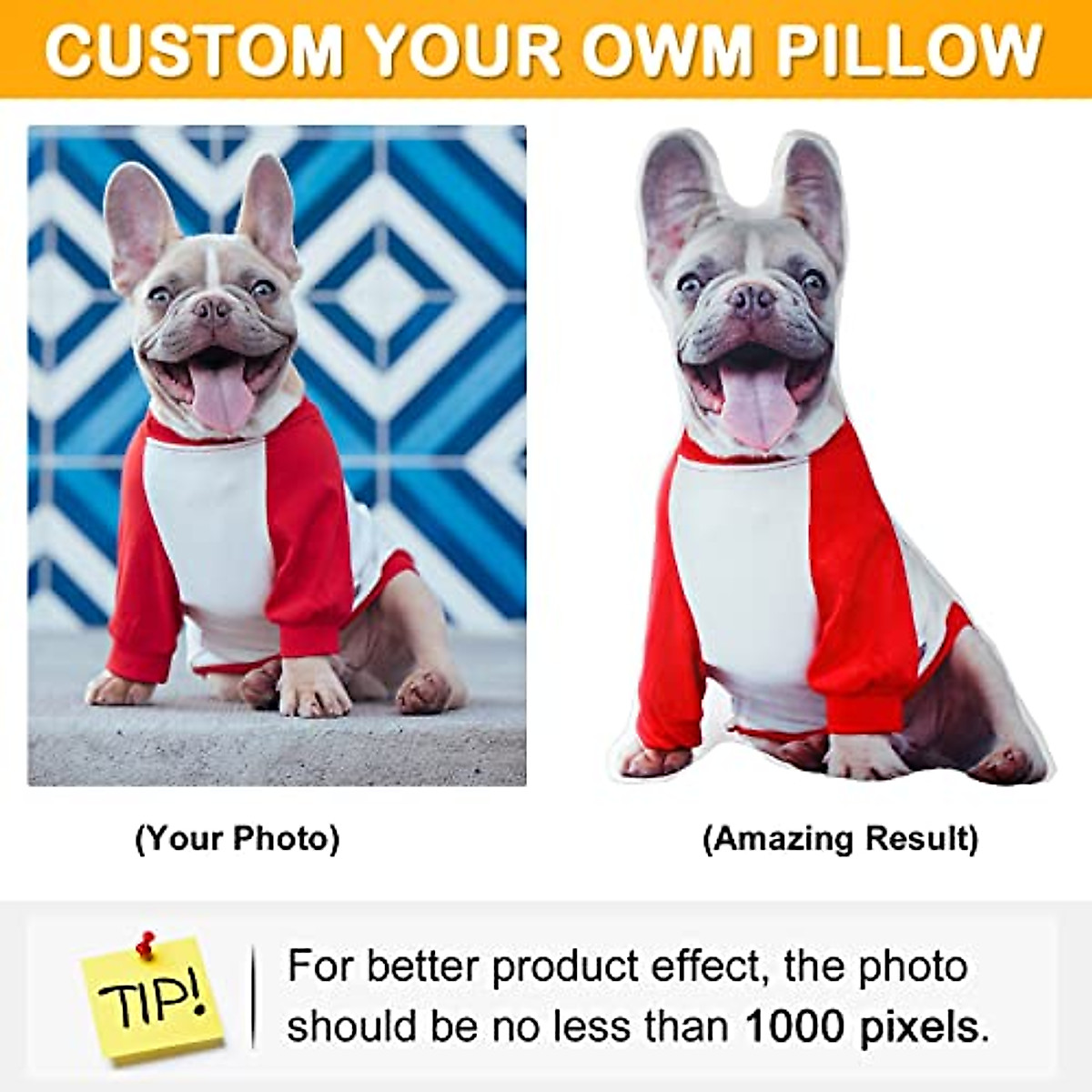 Custom4U Custom Pet Shaped Pillow with Pictures Personalized Funny Pillow Customized Photos Pet Pillow