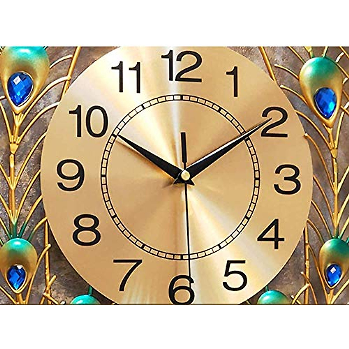 Wall Clock Peacock Wall Clock European Peacock Home Decor Wall Clock Living Room Mute Clock Watch Bedroom,Green