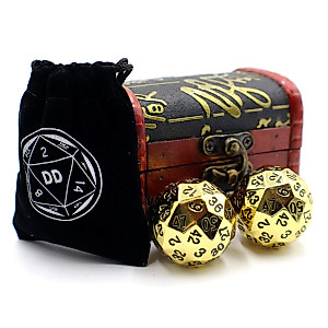 Large D60 Metal Dice with Gold Treasure Chest for Role Playing Games