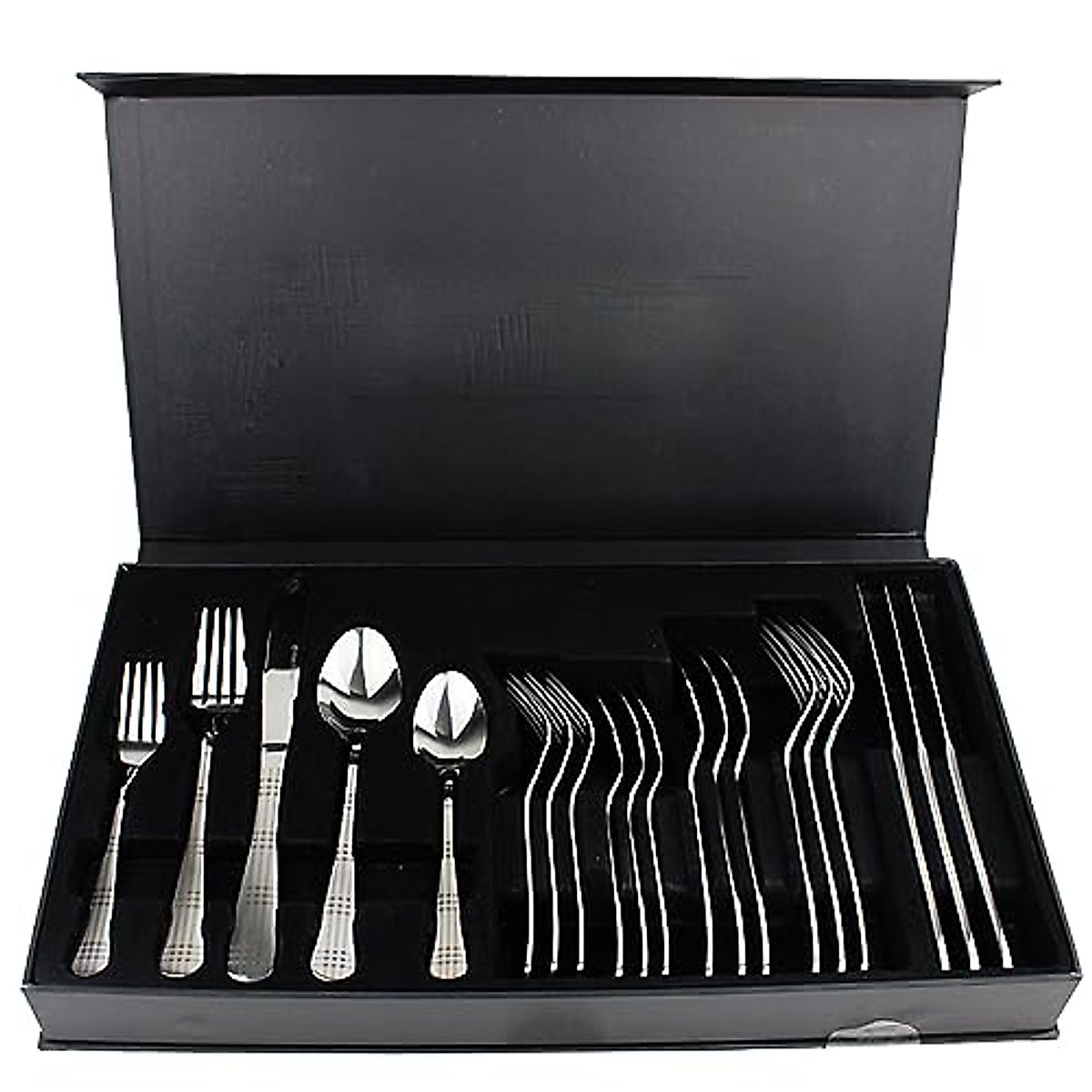 Silverware Set Flatware Retro Black Polka Dots for 4 Utensil Cutlery Geometric，Mirror Polished，Great for Famil，Dinnerware，Gatherings Daily Use–Spoons,Knives,Teaspoons,Forks 20-Piece