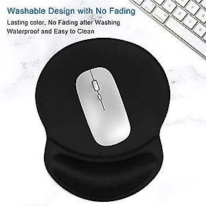 ITNRSIIET Mouse Pad, Ergonomic Mouse Pad with Gel Wrist Rest Support, Gaming Mouse Pad with Lycra Cloth, Non-Slip PU Base for Computer, Laptop, PC, Home, Office & Travel, Black